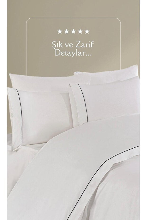 Crown Piped Double Duvet Cover Set - 4 Pieces - TryAladdin