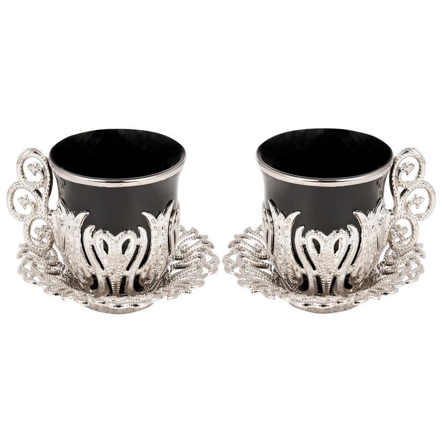 Acar | Set da sei per caffè turco - Tulipano - Nero - Oro - TryAladdin