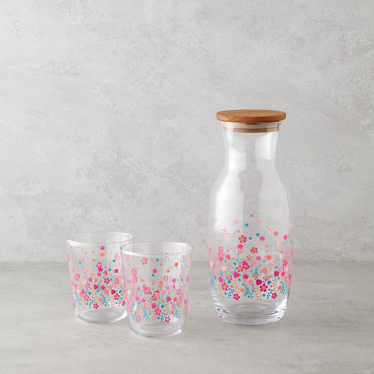 Premium Colored Glass Water Set Carafe and Tumblers 3 Piece Collection ...