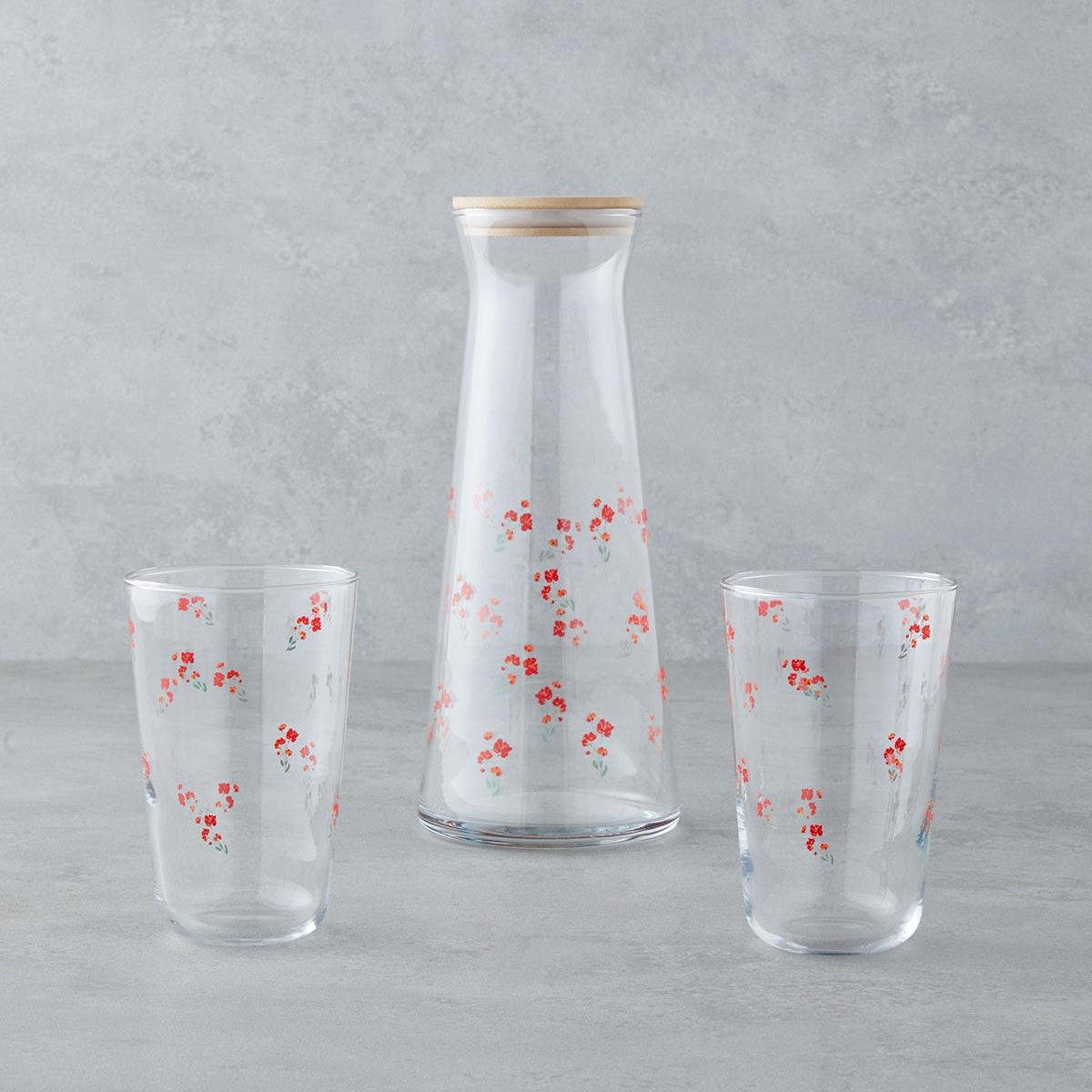 Premium Red Glass Water Serving Set 3 Piece Elegant Beverage Collection ...