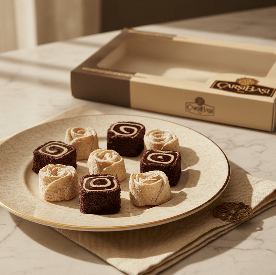 Carsibasi Premium Assorted Turkish Delight (Rose & Velvet Roll) - 350g ...