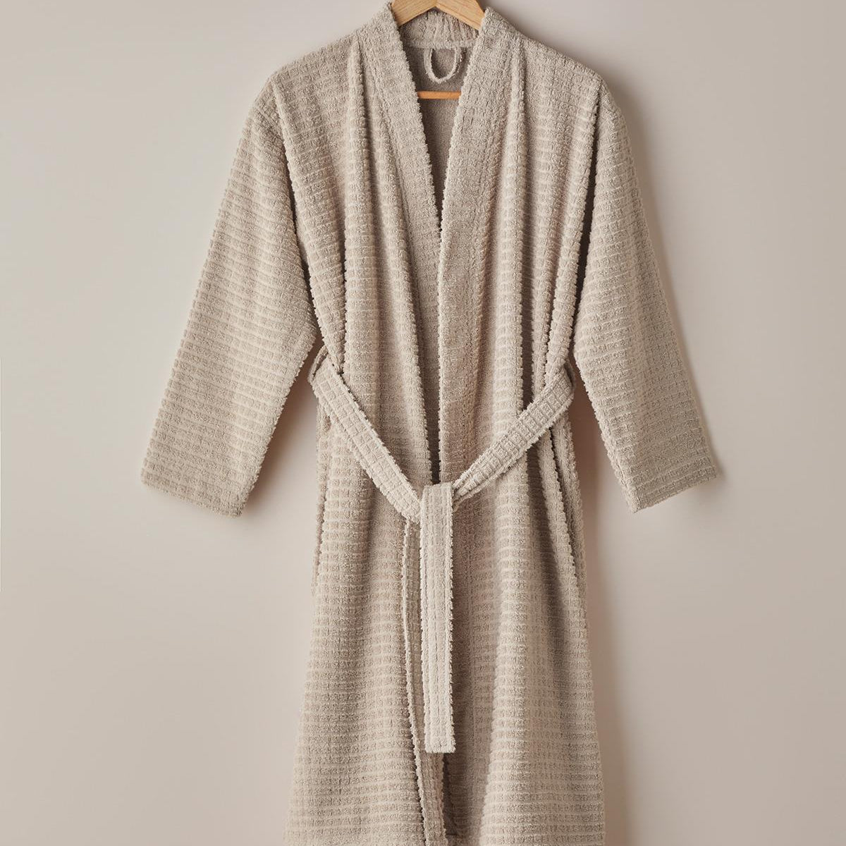 Premium Cotton Checkered Bathrobe Beige Professional Spa Lounge ...