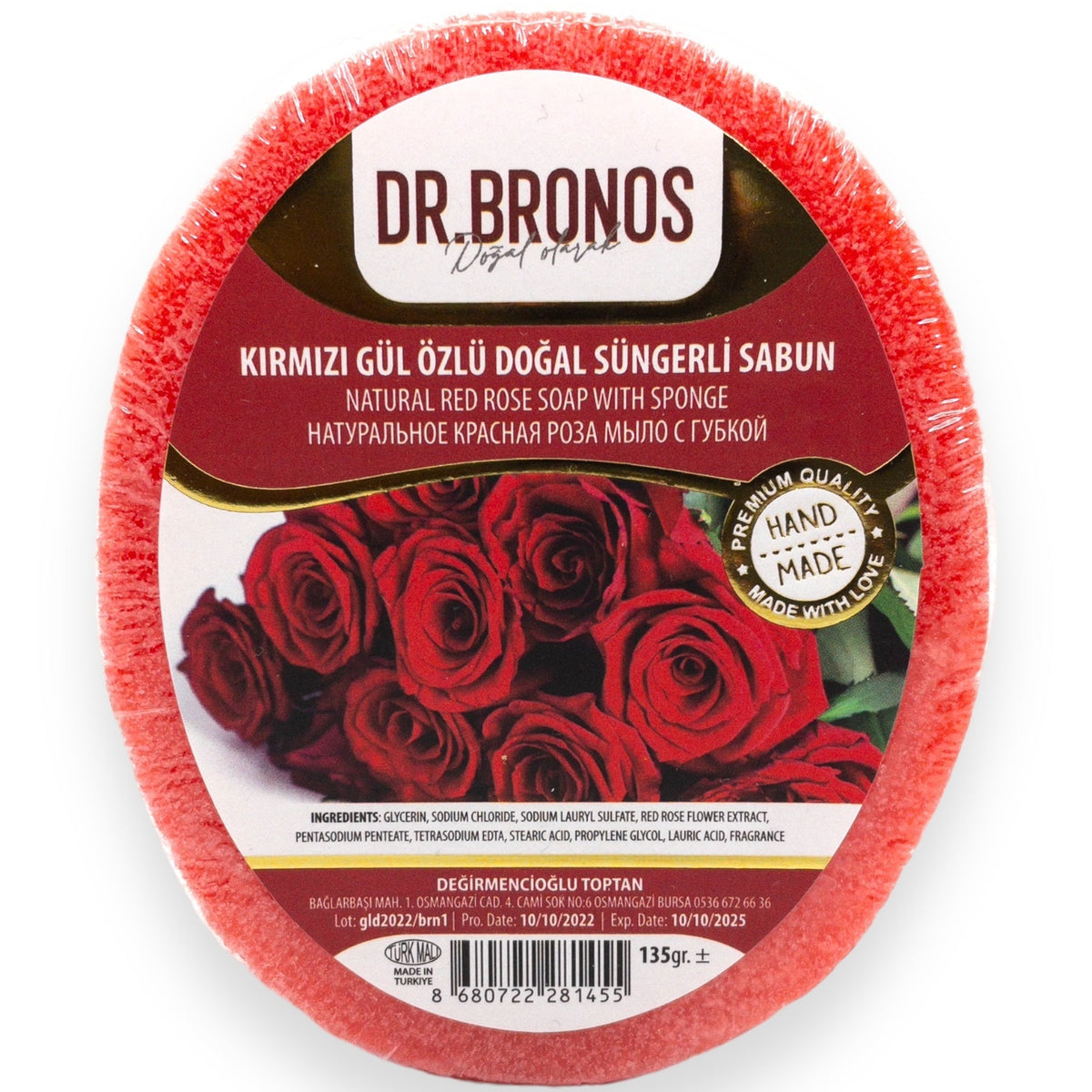 Dr. Bronos | Natural Red Rose Soap with Sponge - TryAladdin