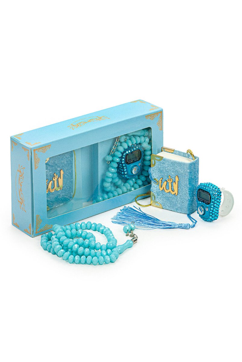 Hajj Umrah Gift Set with Mini Quran, Crystal Stone Prayer Bead and ...