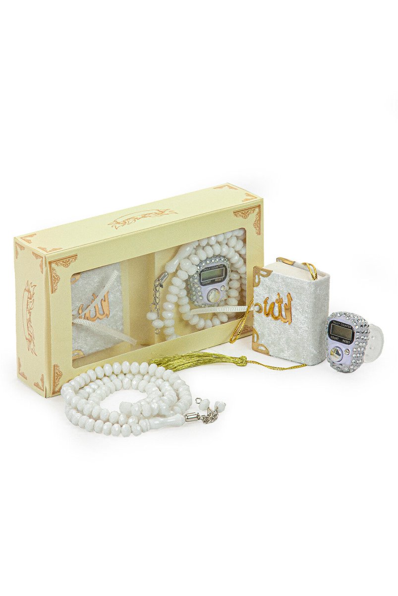 Hajj Umrah Gift Set with Mini Quran, Crystal Stone Prayer Bead and ...