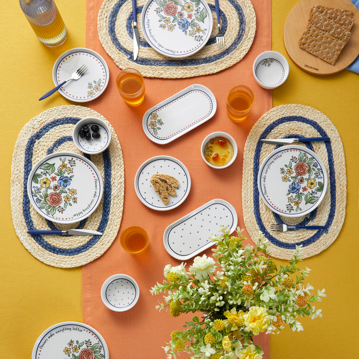 Elegant Multi Color Ceramic Breakfast Dinnerware Set 14 Piece 6 Person ...