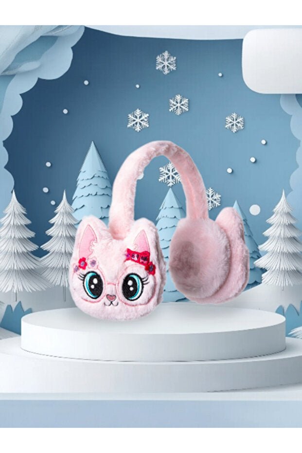 pinkish Plush Cat Earmuffs - Kids' Winter Ear Warmers – Aladdin
