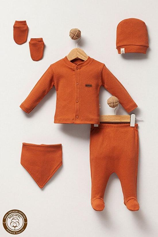 Premium Newborn 5-Piece Hospital Discharge Baby Set - Warm Clay Tone ...
