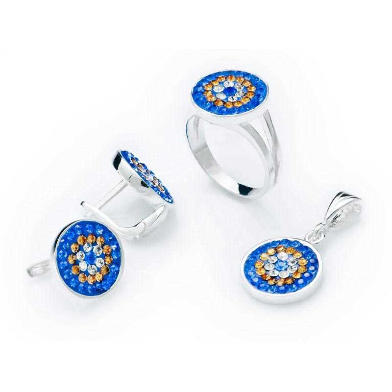Evil Eye Crystal Jewelry Set - Ring, Pendant, Cufflinks – Aladdin