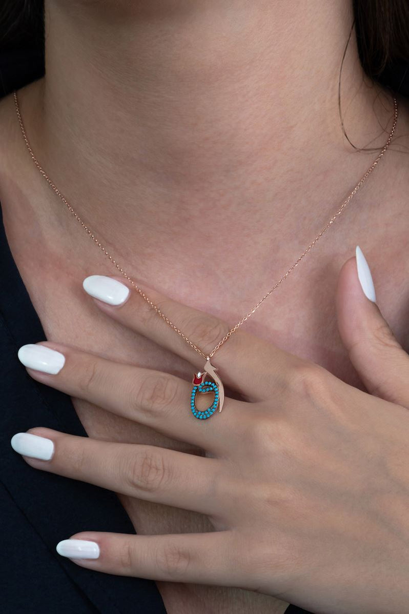 Home TD | Tulip Waw and Aleph Islamic Motivated Letters Ladies Silver ...