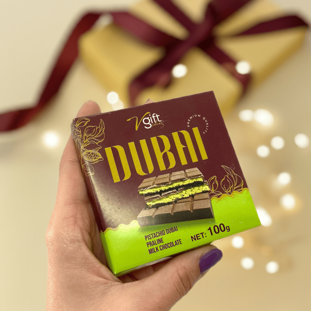 V-Gift Pistachio Praline Dubai Chocolate Bar – Crispy & Nutty Delight ...