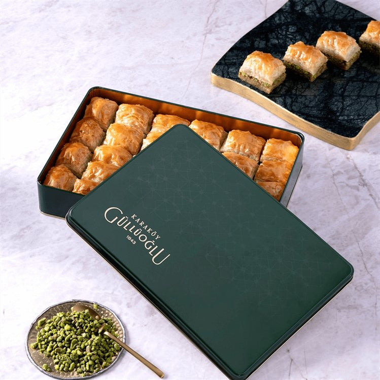 Karakoy Gulluoglu | Baklava with Pistachio in Metal Gift Box — Aladdin