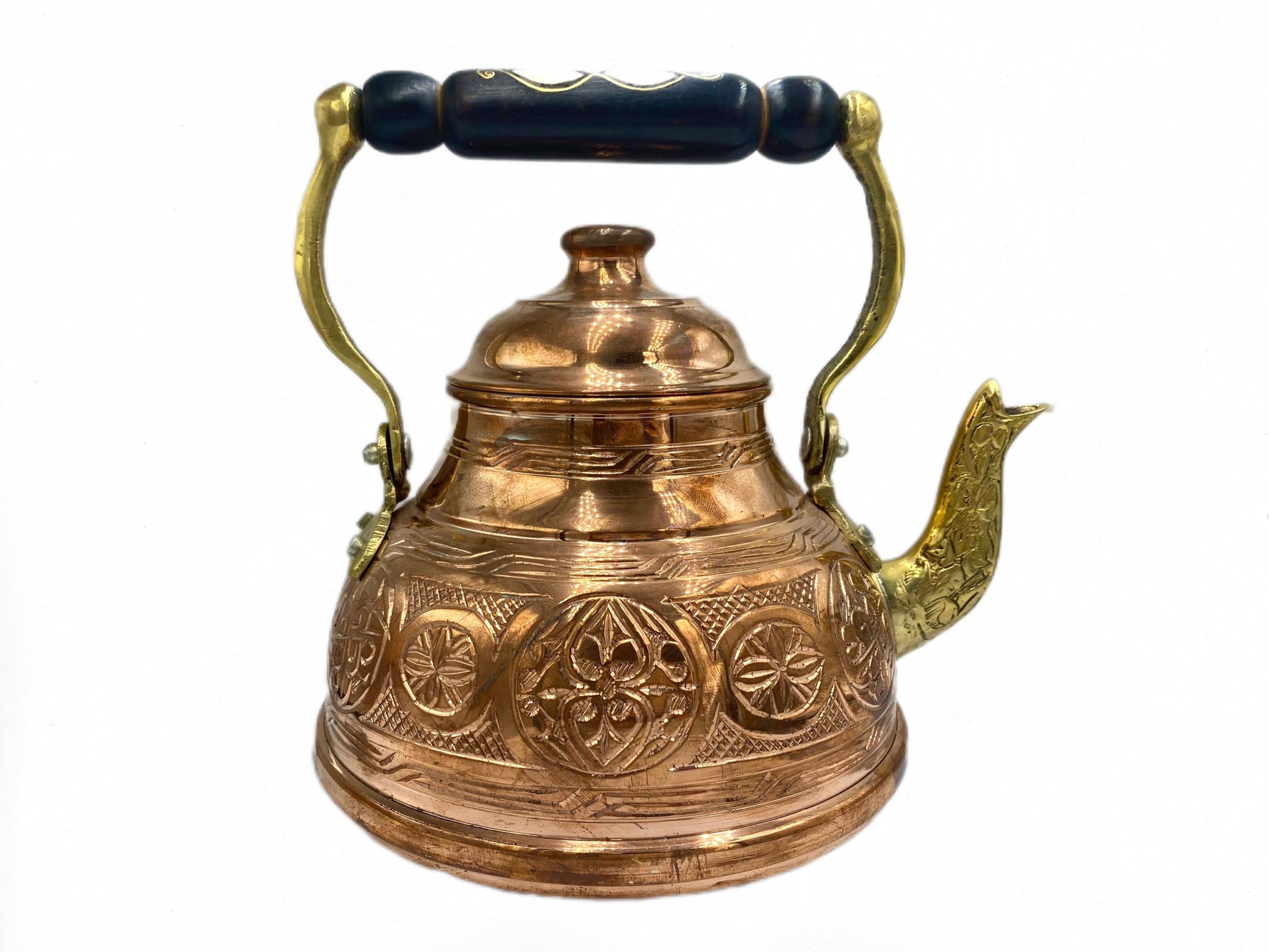 Home Lavina | Copper Tea Pot Traditional Patterned (19 cm)