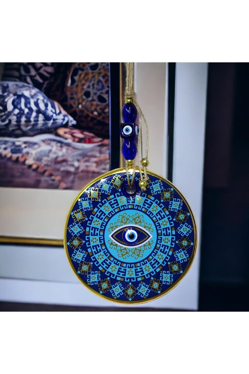Gilded Turquoise Color Eye Model Nazar Bead Glass Wall Ornament ...